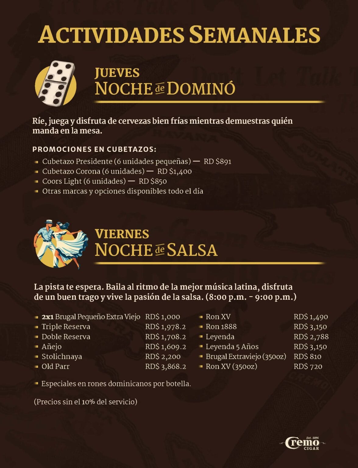 Cremo Cigar Bar & Lounge Menu - Cremo Cigars