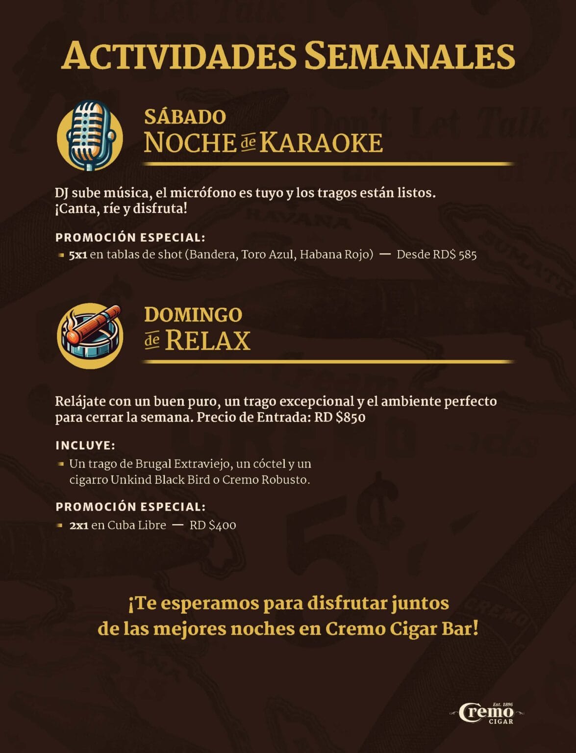 Cremo Cigar Bar & Lounge Menu - Cremo Cigars