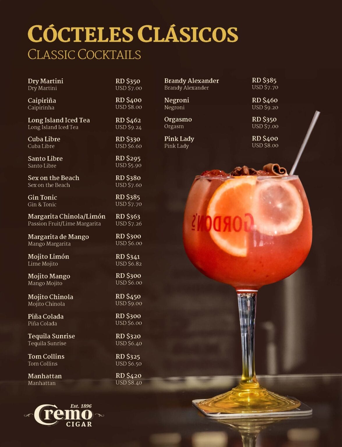 Cremo Cigar Bar & Lounge Menu - Cremo Cigars
